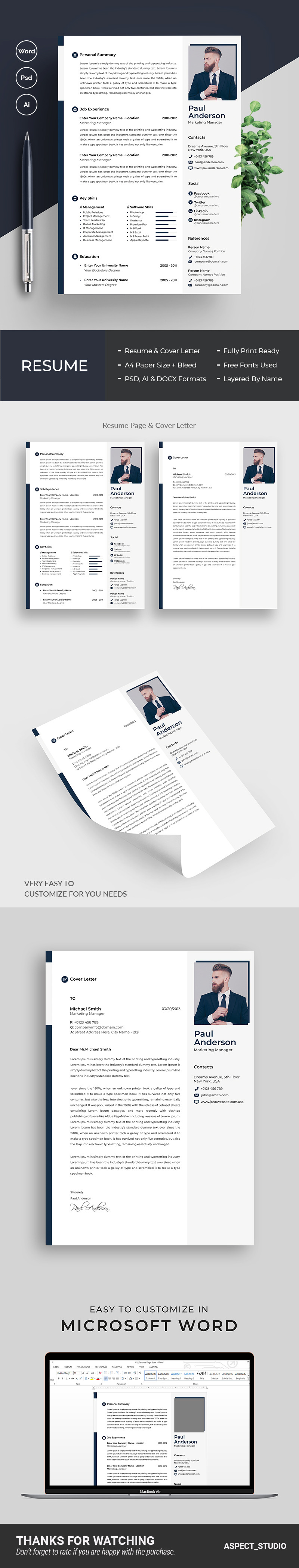 Paul Anderson Resume Template #79275 - TemplateMonster